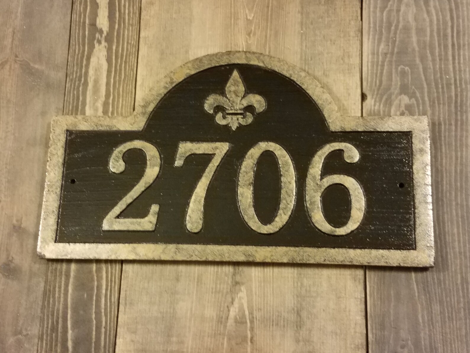 Custom Carved Address Sign Fleur De Lis Antique Brass Finished - Etsy