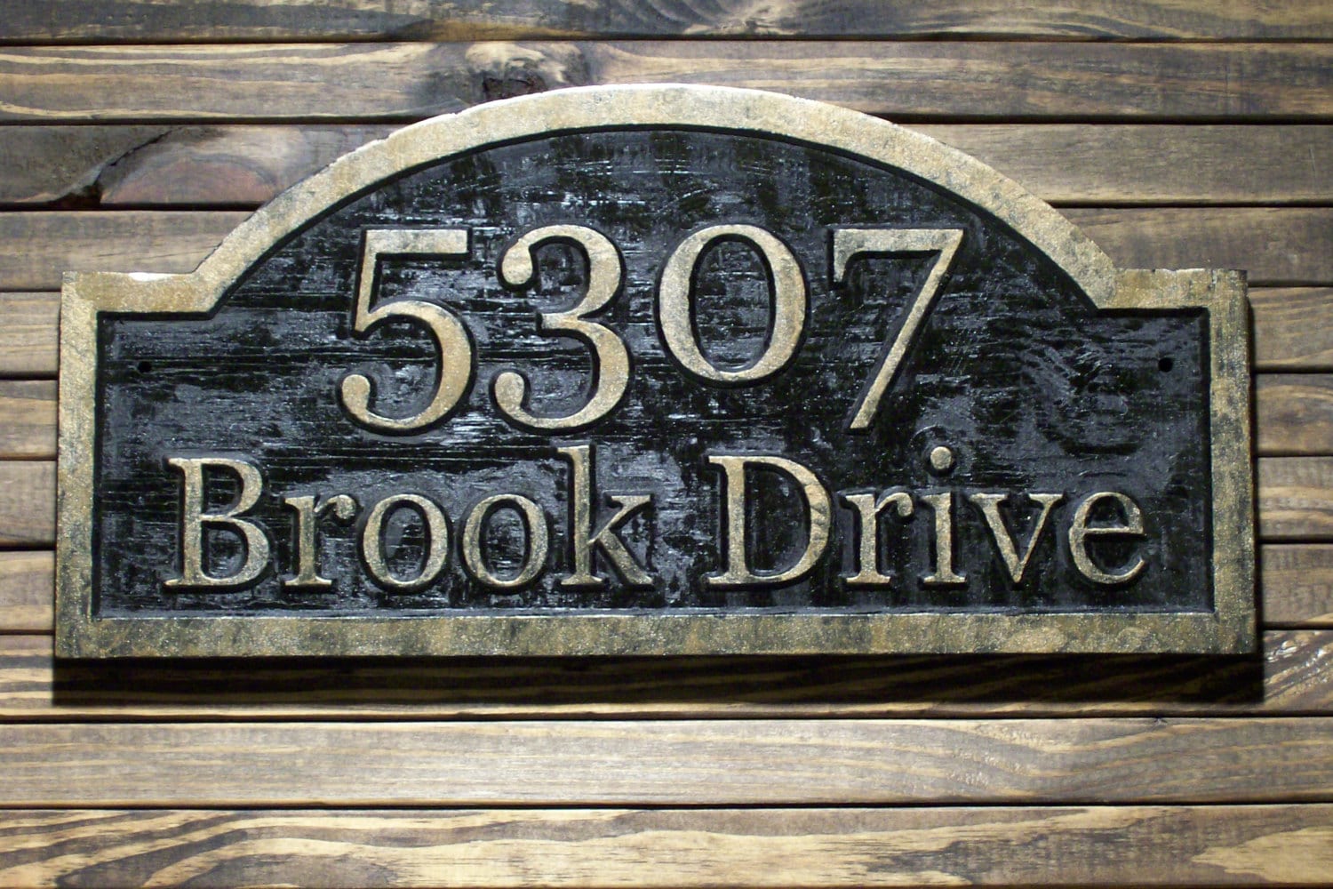 Wood Address Sign: Custom Carved, Antique Brass Finished - Etsy