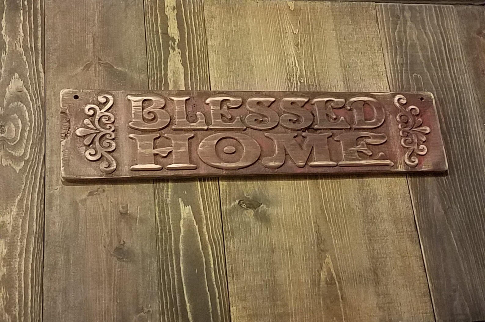 Blessed Home Sign Carved Wood Distressed Faded Shabby Sign - Etsy