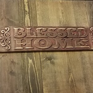 Blessed Home Sign Carved Wood Distressed Faded Shabby Sign - Etsy
