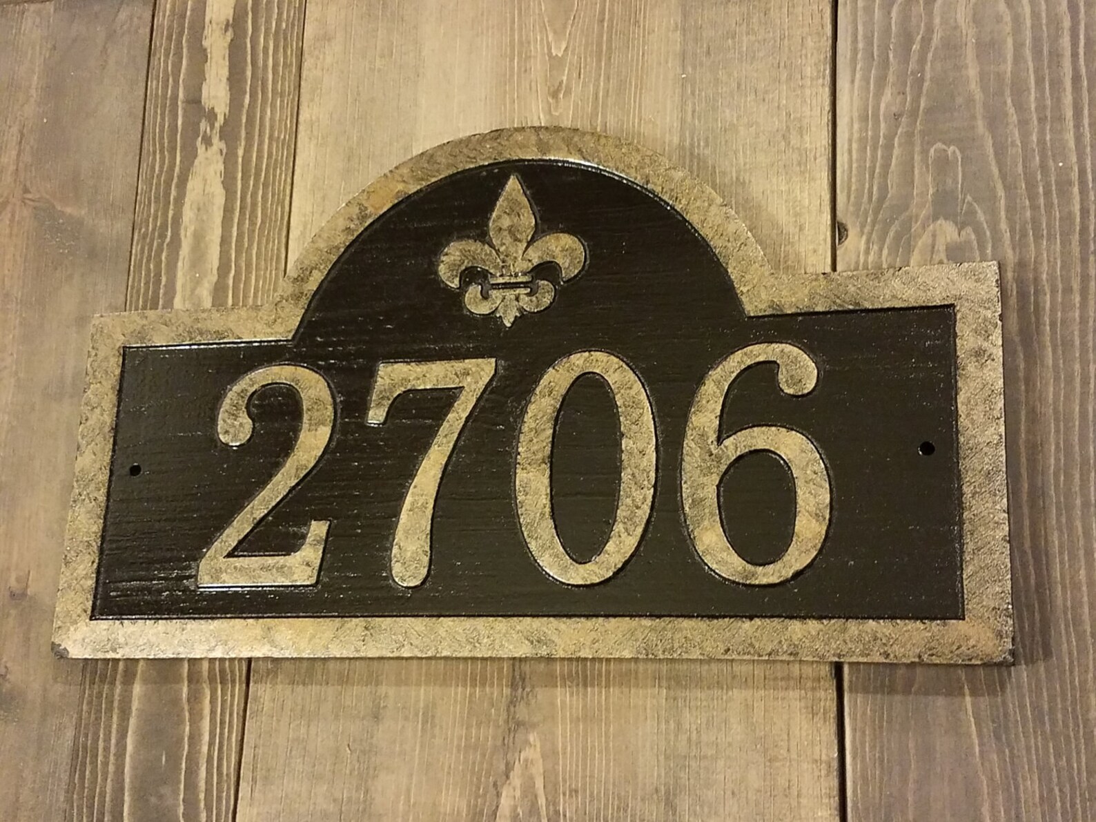 Custom Carved Address Sign Fleur De Lis Antique Brass Finished - Etsy