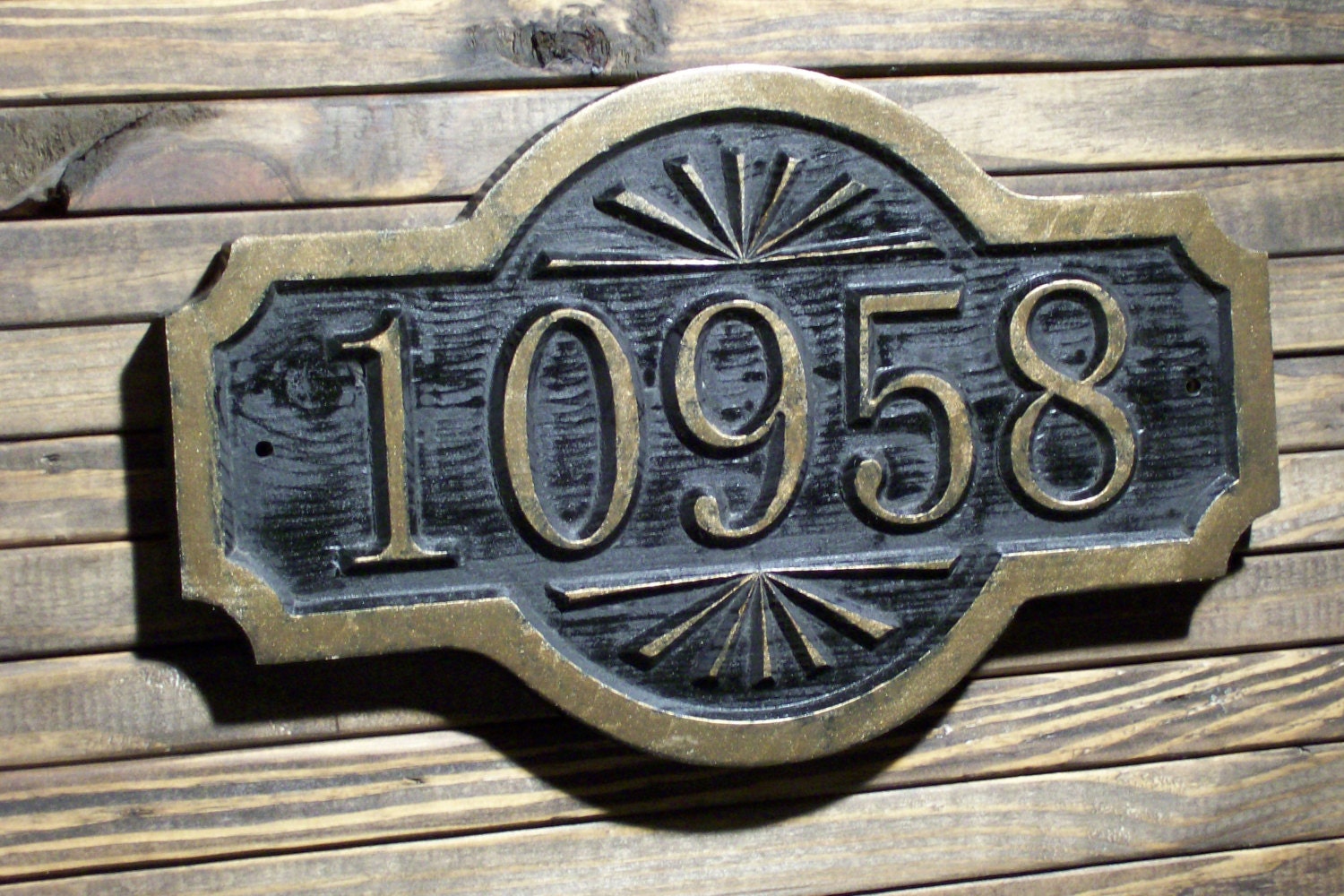 Address Sign Antique Brass Finished Double Arch Custom Carved | Etsy