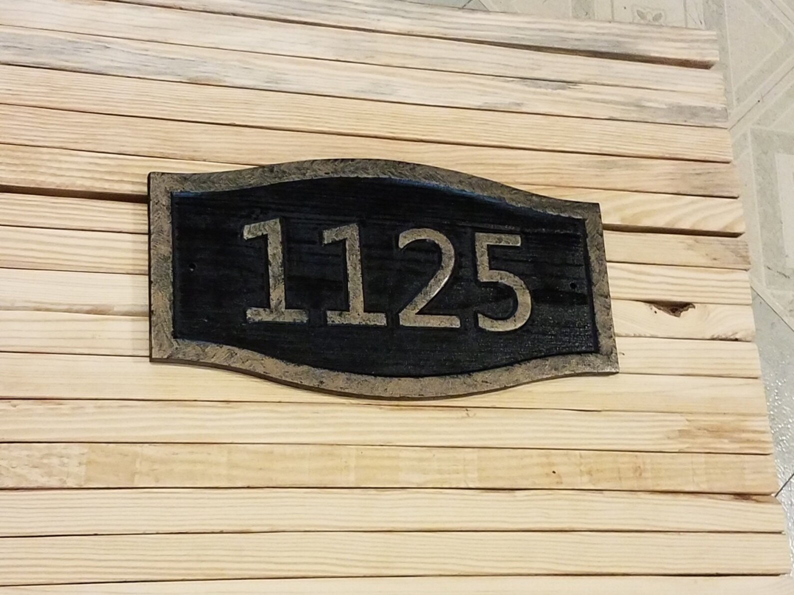 House Numbers Custom Carved Sign Wood With Brass Finish - Etsy