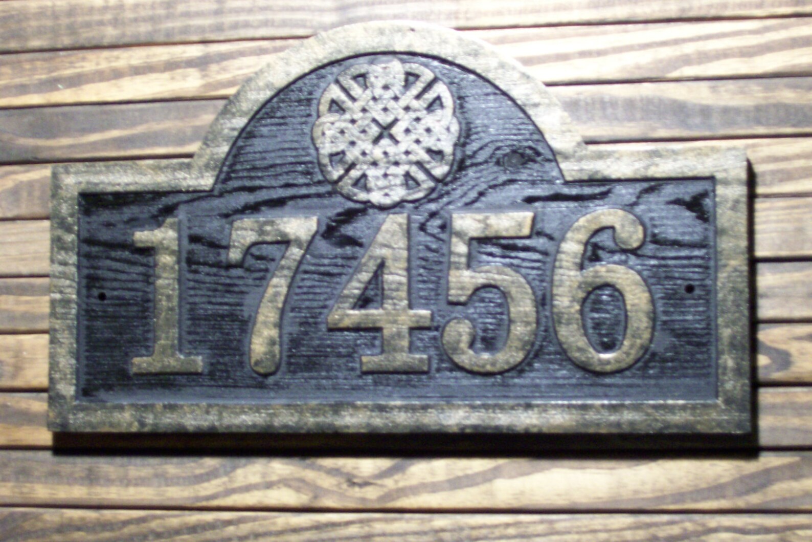 Carved Address Sign Raised Numbers and Celtic Knot Design. Antique ...