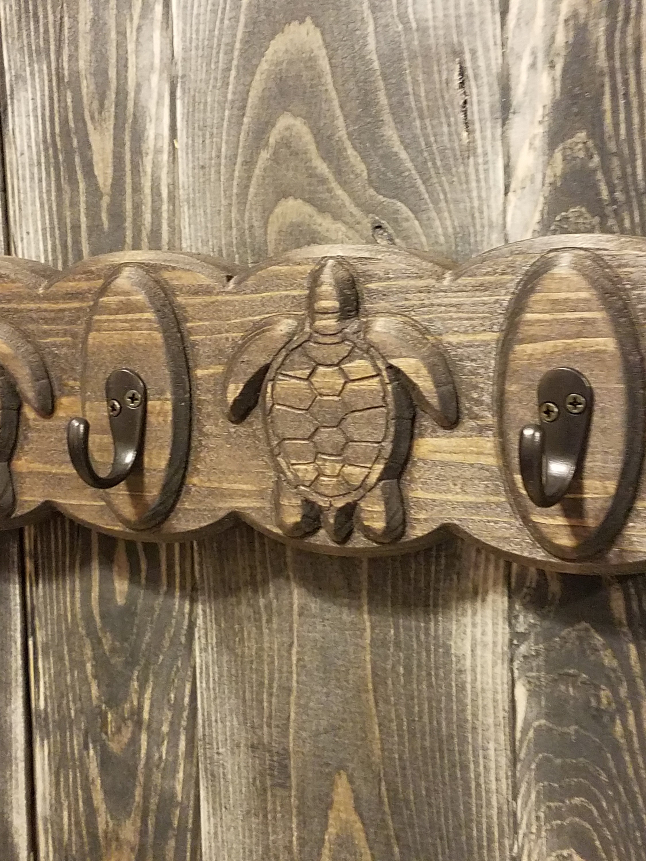 Coat Rack Carved Sea Turtles Beach Decor | Etsy