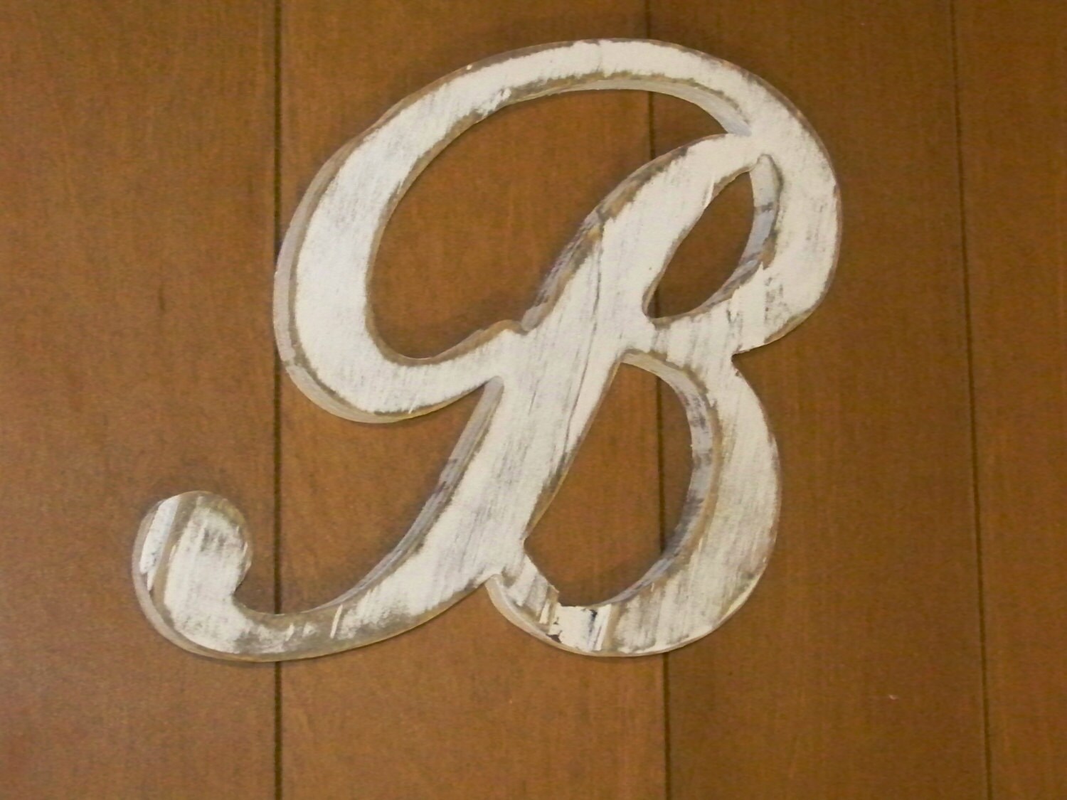 Shabby Wood Letter B Script Distressed 12 inch Rustic Wall | Etsy
