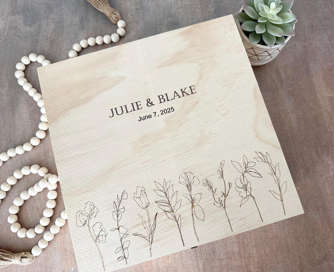 Personalized Wooden Memory Box, Custom Engraved Keepsake Box, Rustic ...