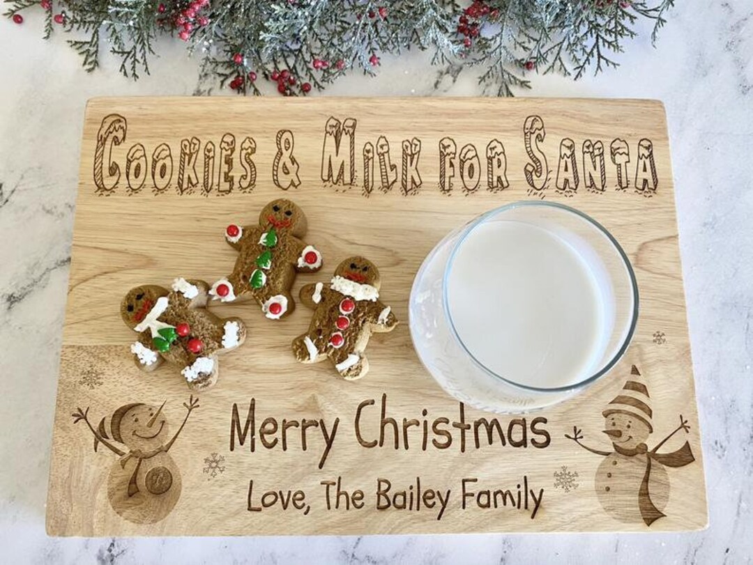 Personalized Santa Cookie and Milk Board, Custom Christmas Treat Plate ...