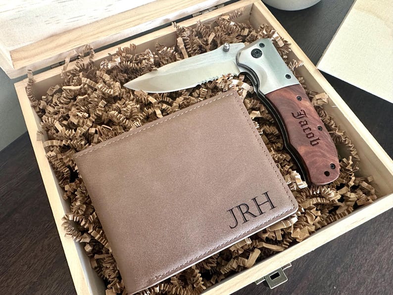 Personalized Knife & Wallet Set for Dad, Custom Engraved Box Gift, Gift ...