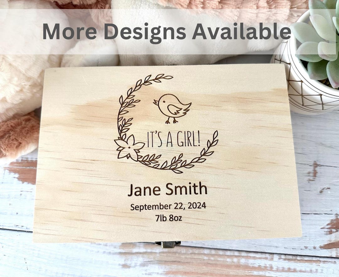 Personalized Baby Memory Box, Custom Keepsake Chest, Engraved Wooden ...