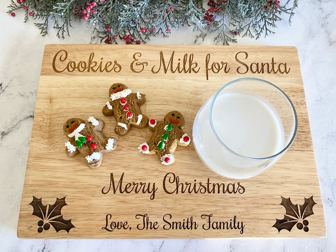 Personalized Santa Cookie and Milk Board, Custom Christmas Treat Plate ...