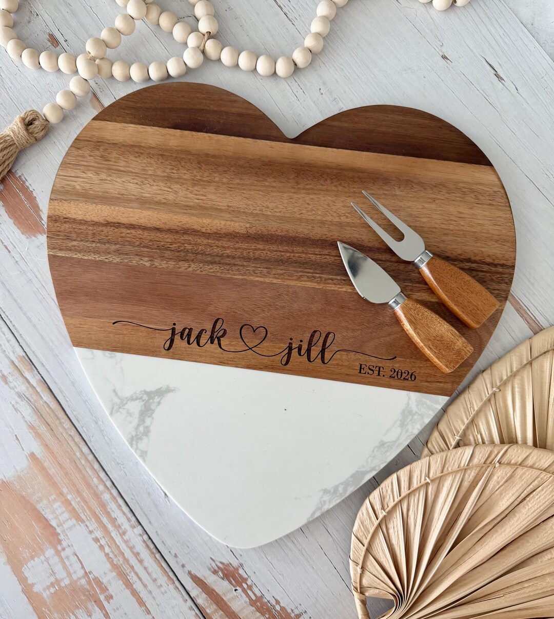 Personalized Marble Heart Cheese Board, Custom Charcuterie Board ...
