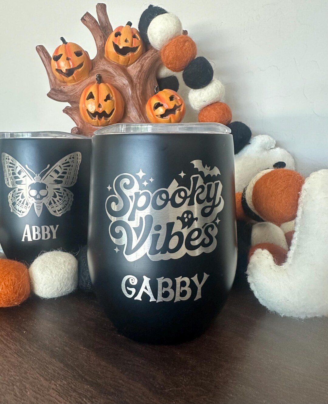 Personalized Spooky Wine Cup, Halloween Party Fall Gift, Halloween Wine ...