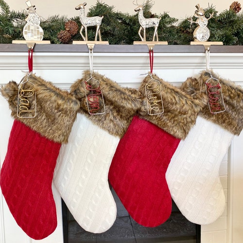 Custom Christmas Stockings Cable Knit Stockings Leather - Etsy