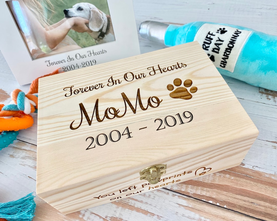 Personalized Pet Memory Box, Custom Engraved Pet Keepsake, Wooden Pet ...