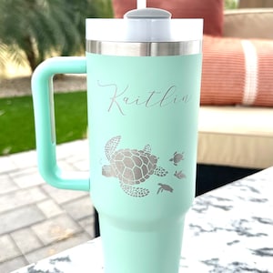Personalized Sea Turtle Cup, Turtle Lover Gift Idea, Custom 40oz ...