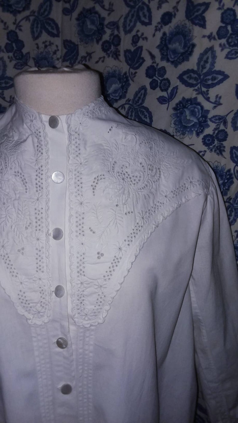 Victorian Nightshirt Embroidered Openwork Yoke Cuffs | Etsy