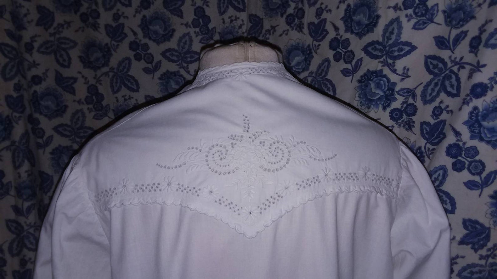 Victorian Nightshirt Embroidered Openwork Yoke Cuffs | Etsy