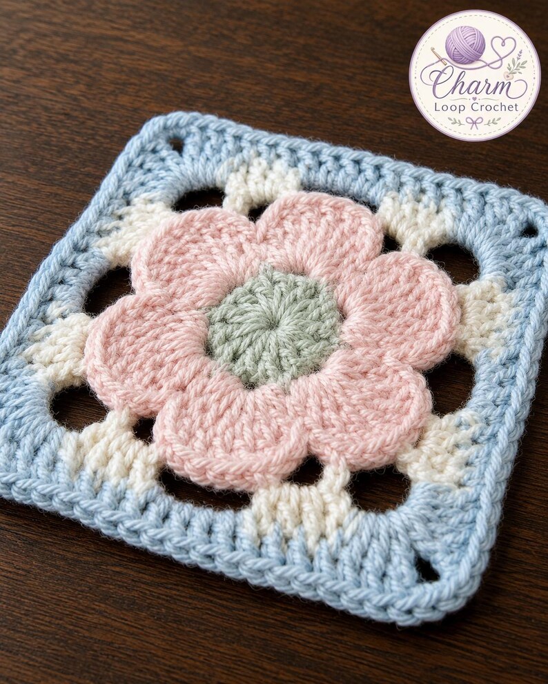Floral Granny Square Coaster Crochet Pattern, Pastel Mug Rug PDF - Etsy