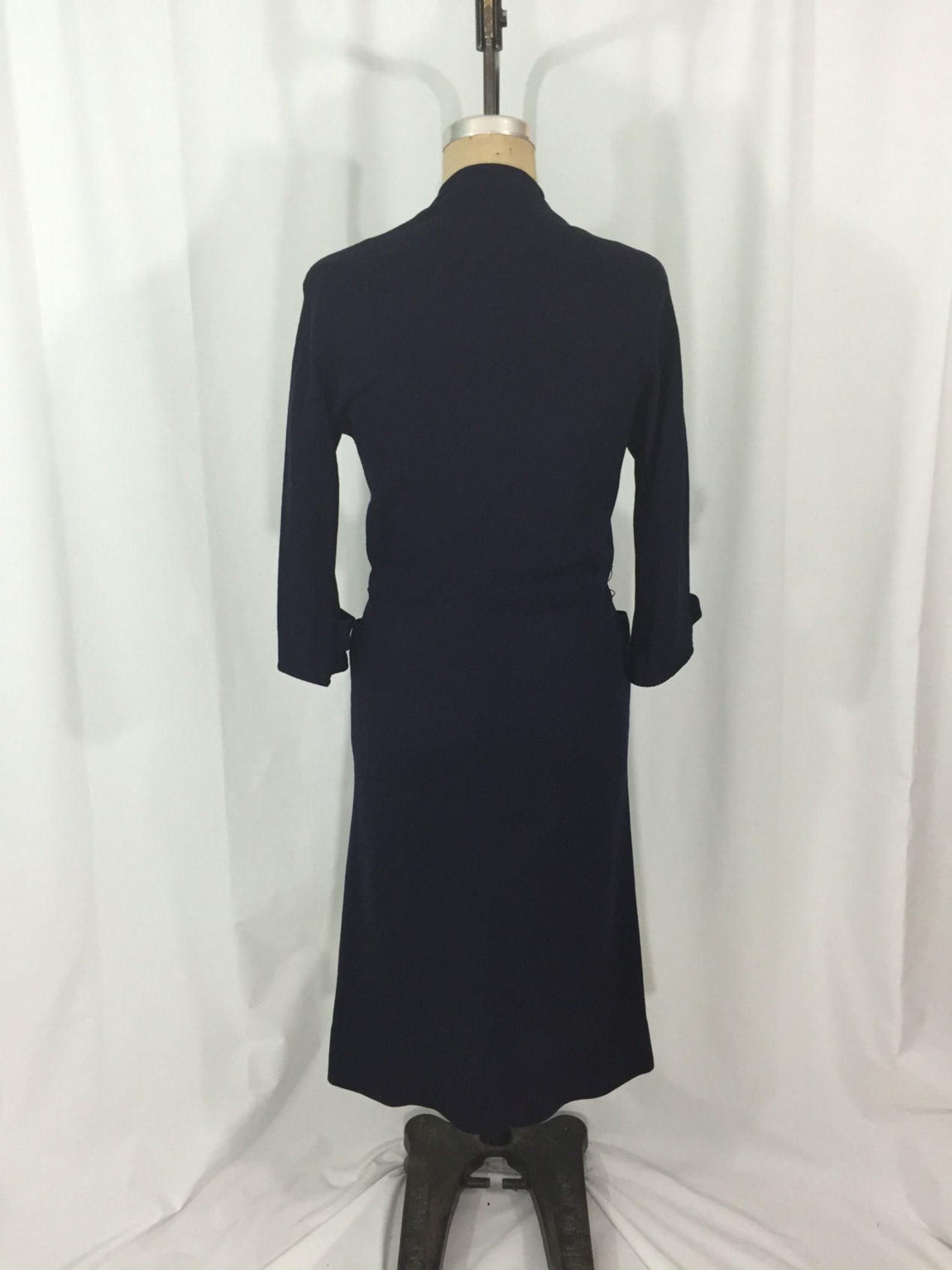 Vintage 1940's Knit Dress / Kenneth Tischler / Navy Blue / | Etsy