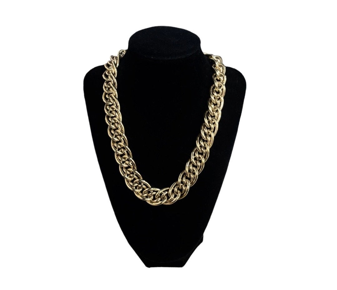 Vintage 1990’s Chunky Gold Necklace / 90’s Gold Jewelry / Thick Gold ...