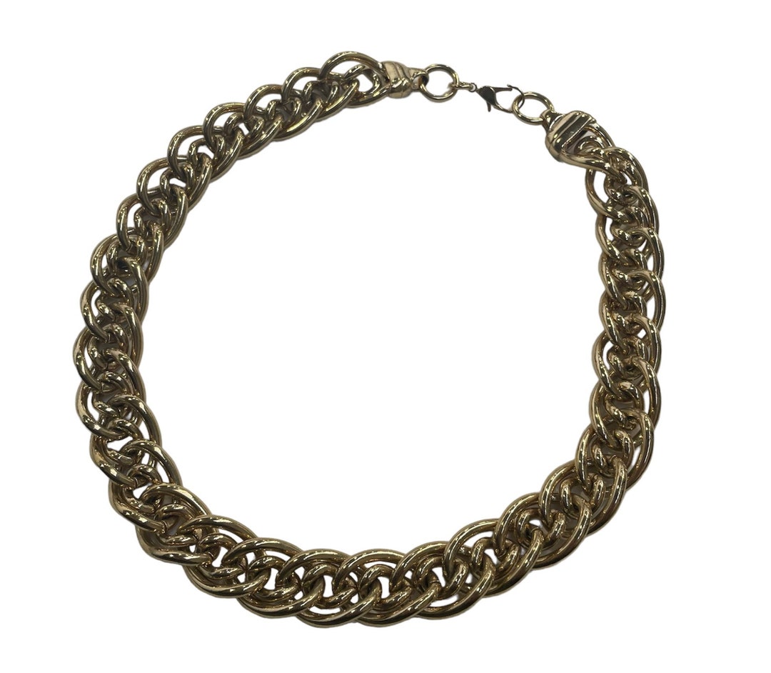 Vintage 1990s Chunky Gold Necklace / 90s Runway Jewelry / - Etsy