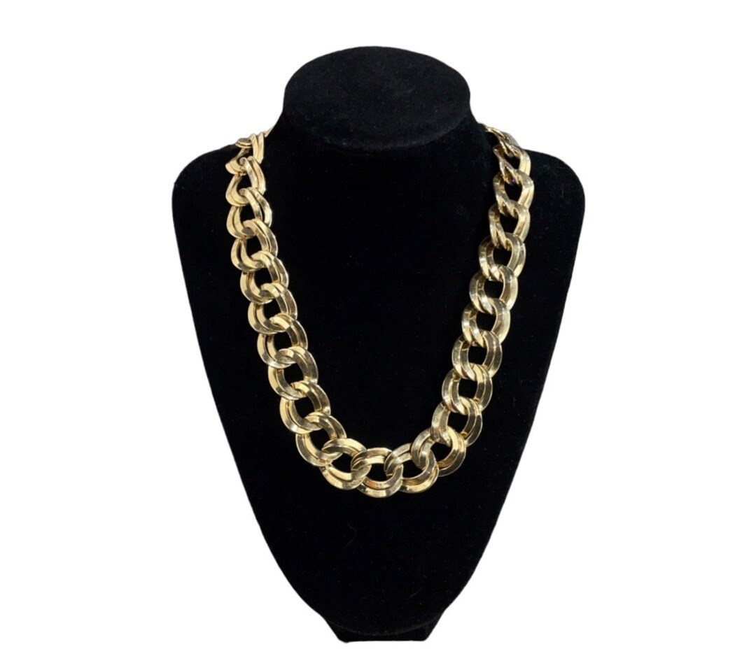 Vintage 1990’s Chunky Gold Necklace / 90’s Gold Chain Choker / Vintage ...