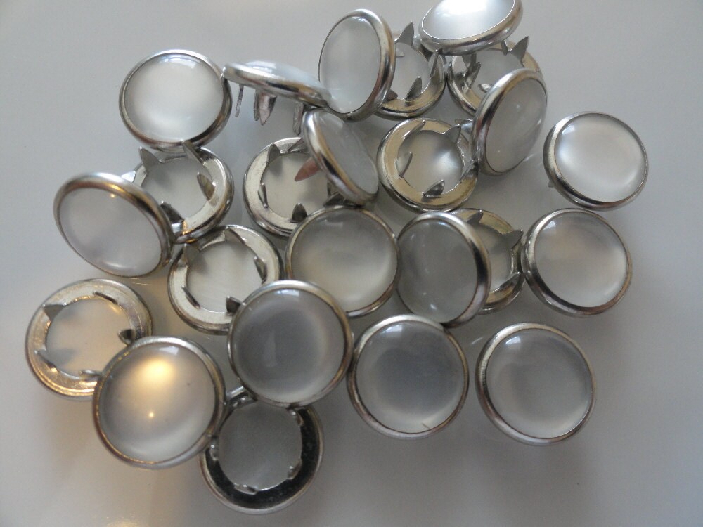 25 White Pearl Snaps Set 4 Part Prong Size 16 | Etsy