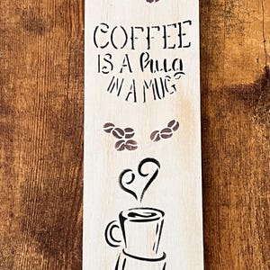 Wood Coffee Lover Sign 3" X 11 5/8" Light Weight Stacked Mugs Coffee ...