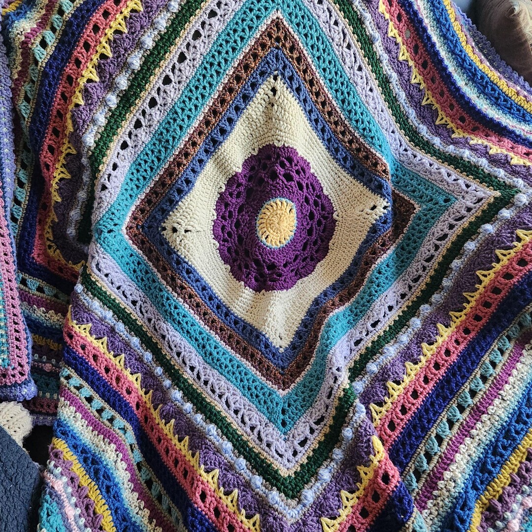 Stitch Sampler Afghan in Scraps - Crochet Afghan Throw Blanket - Etsy