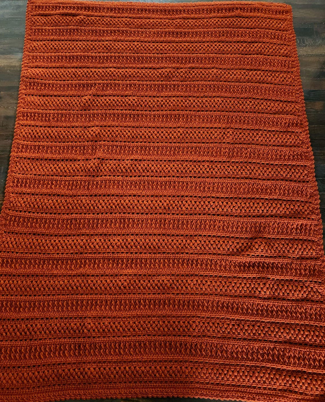 Textured Stripes Burnt Orange Afghan Blanket Throw - Etsy