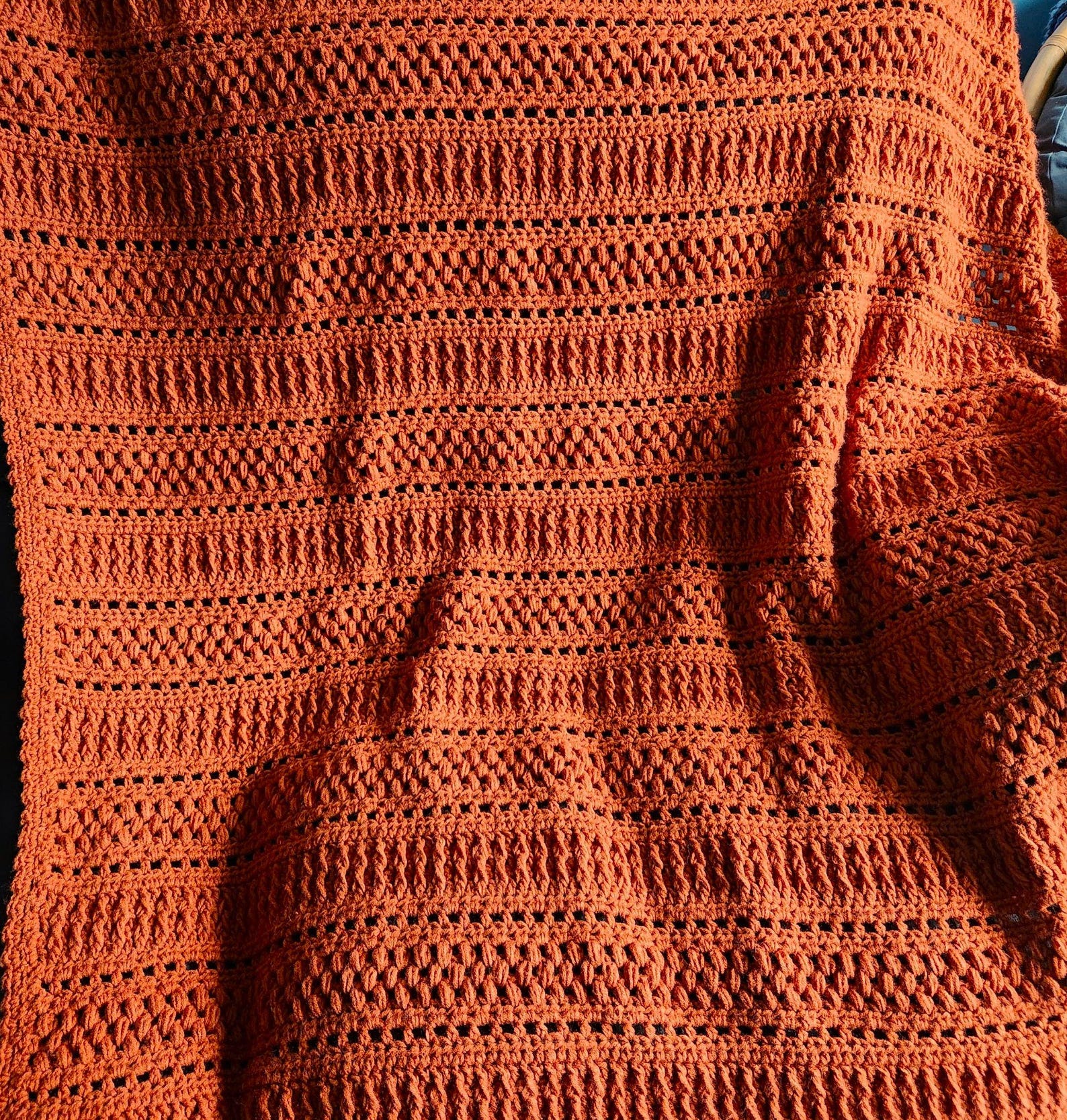 Textured Stripes Burnt Orange Afghan Blanket Throw - Etsy