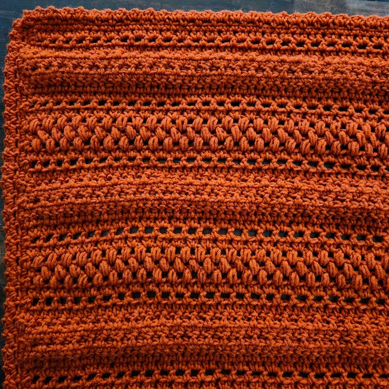 Textured Stripes Burnt Orange Afghan Blanket Throw - Etsy