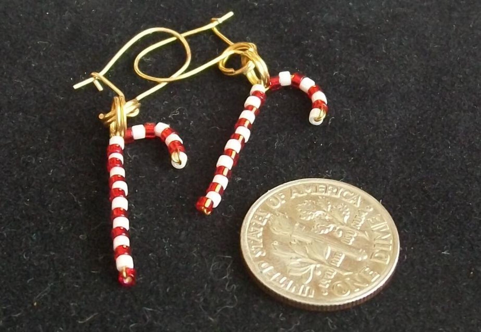 Beaded Christmas Candy Cane Earrings Etsy