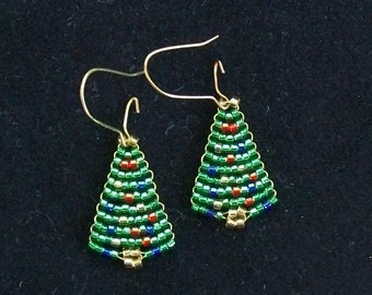 Beaded Christmas Candy Cane Earrings Etsy