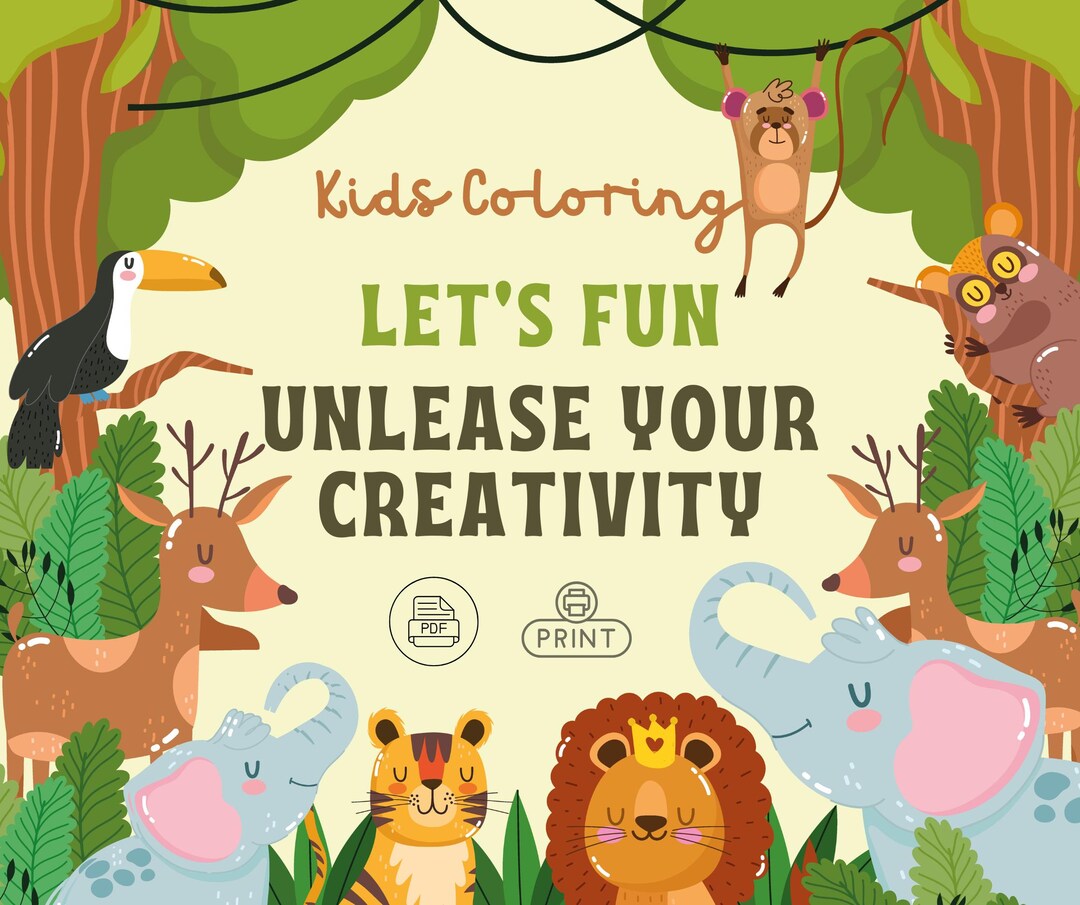 Kids Animal Coloring Book PDF | 26 Pages, Toddler Activity (digital ...