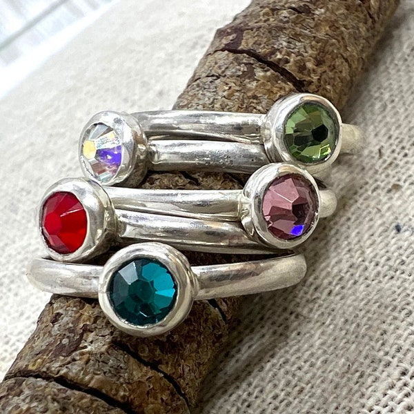 Crystal Stacking Rings - Etsy