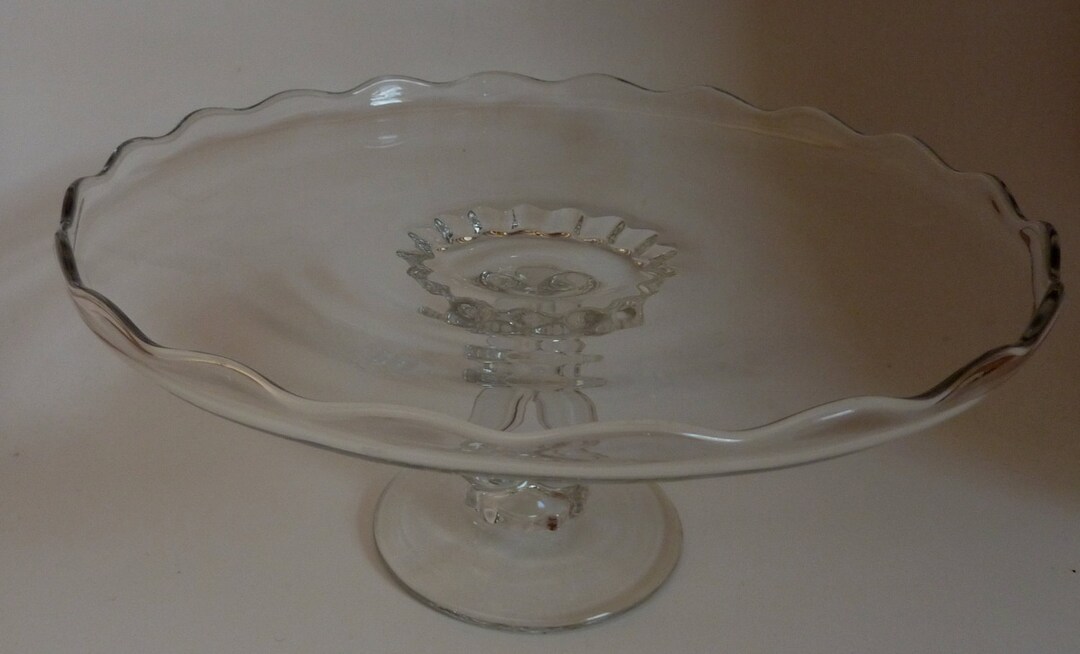 Vintage Viking Glass Footed Cake Plate - Etsy
