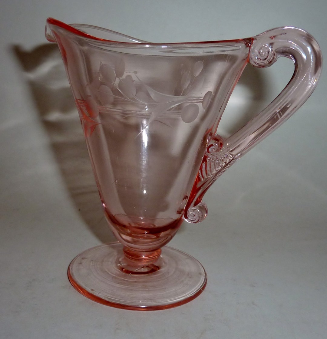 Vintage Pink Depression Footed Creamer - Etsy