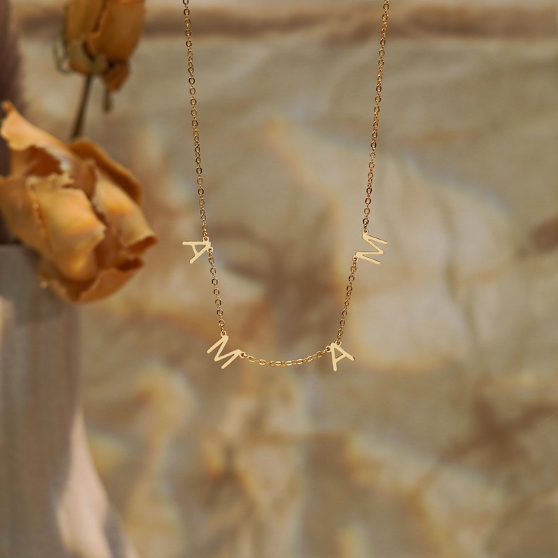 Custom Letter Charm Necklace, Personalized Initial Necklace, Gold ...