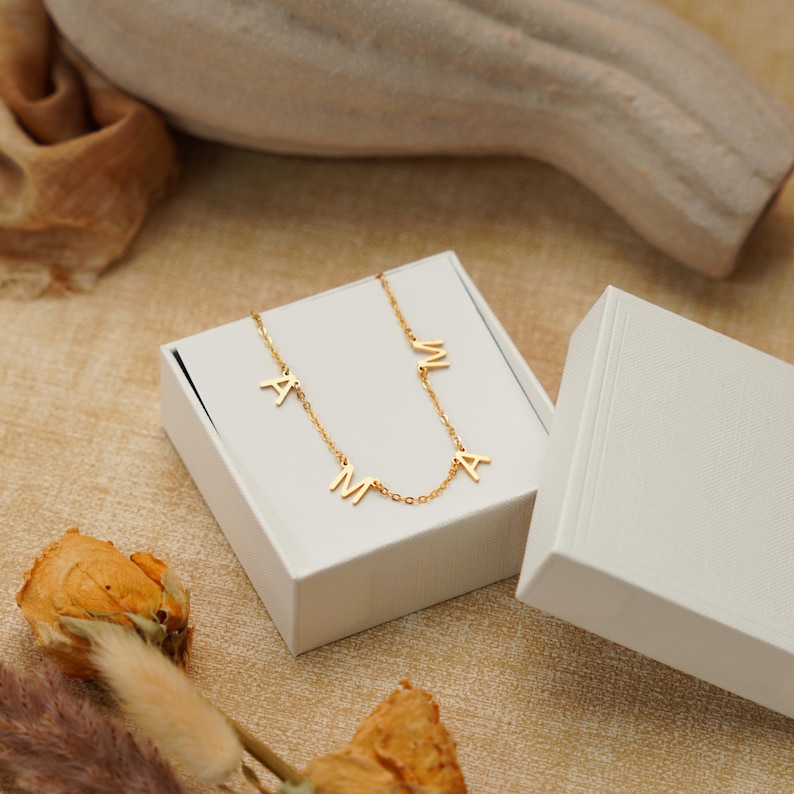 Custom Letter Charm Necklace, Personalized Initial Necklace, Gold ...