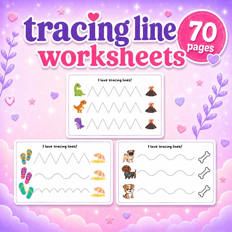 70 Line Tracing Worksheets | Preschool Pre-writing Practice | Kids Fine ...
