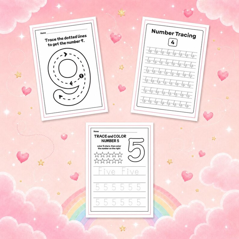 Number Tracing Worksheets for Kids | Preschool, Pre-k, Kindergarten ...