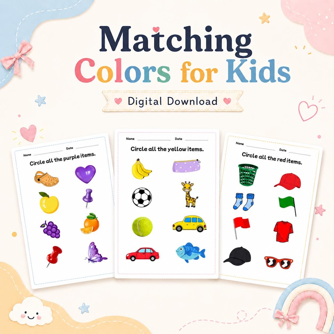 30 Color Matching Worksheets for Preschoolers | Toddler Learning ...