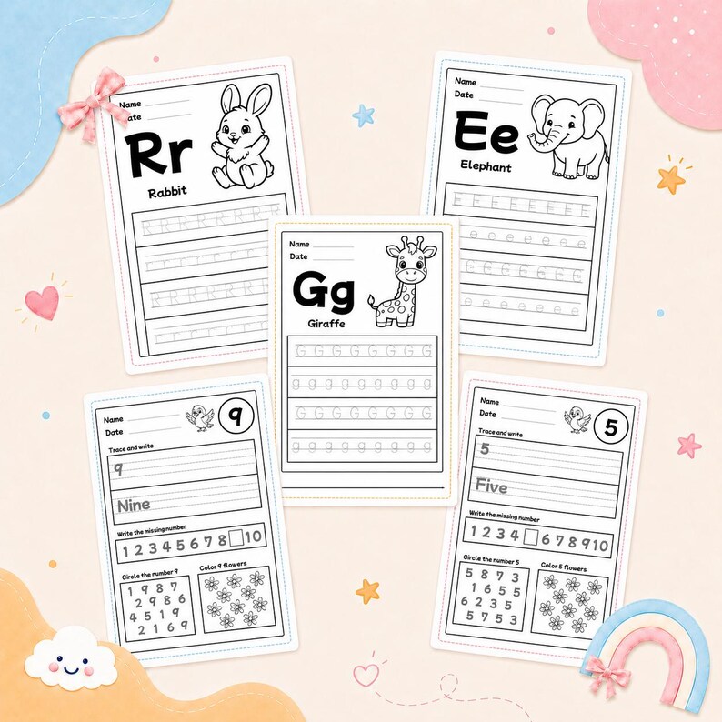 Alphabet & Number Tracing Worksheets | 40 Printable ABC and 123 ...