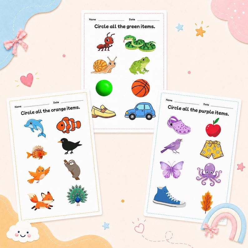 30 Color Matching Worksheets for Preschoolers | Toddler Learning ...