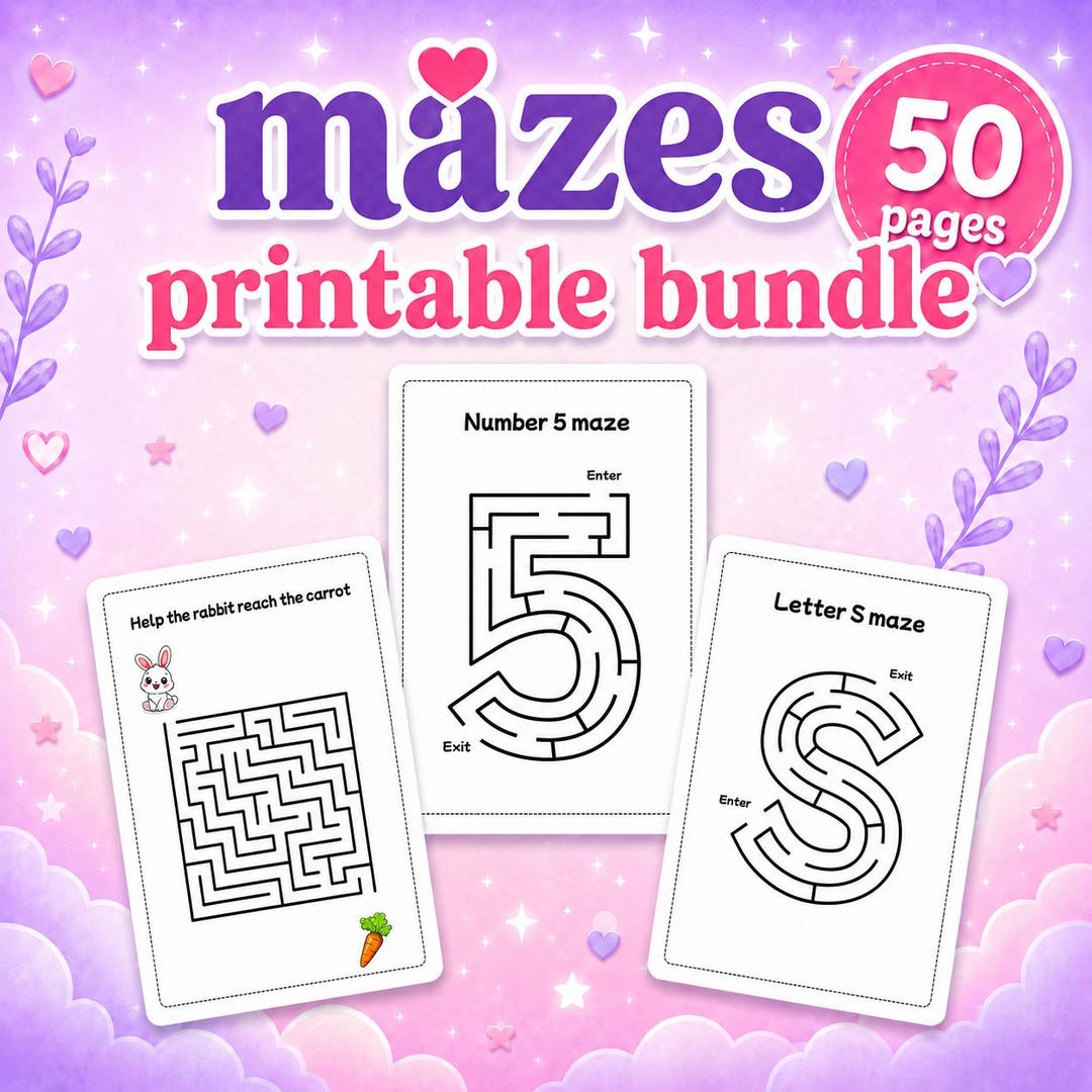 50 Maze Worksheets for Kids | Colorful Puzzle Activities for Preschool ...