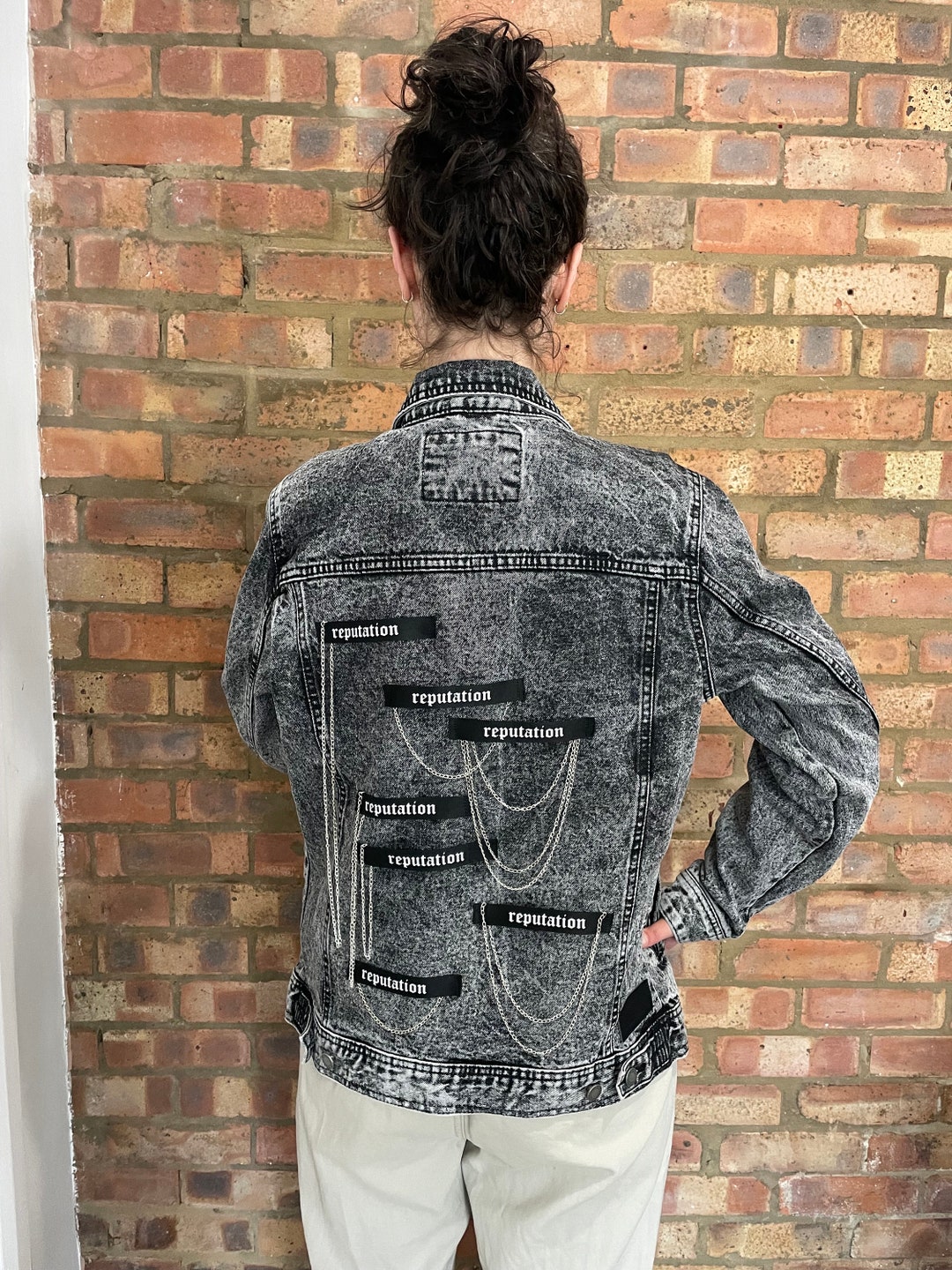 Taylor Swift Eras Tour Reputation Denim Jacket Acid Wash With Hand Sewn ...