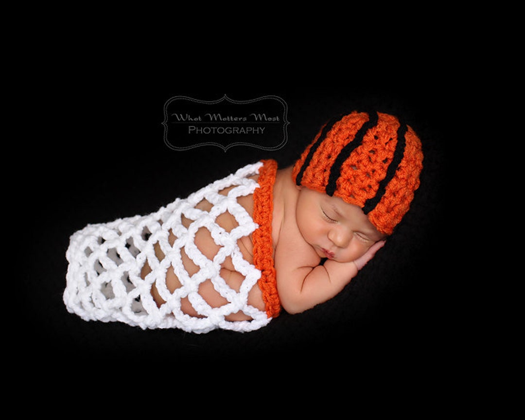 Basketball Beanie & Net Crocheted Newborn Photography Prop - Etsy
