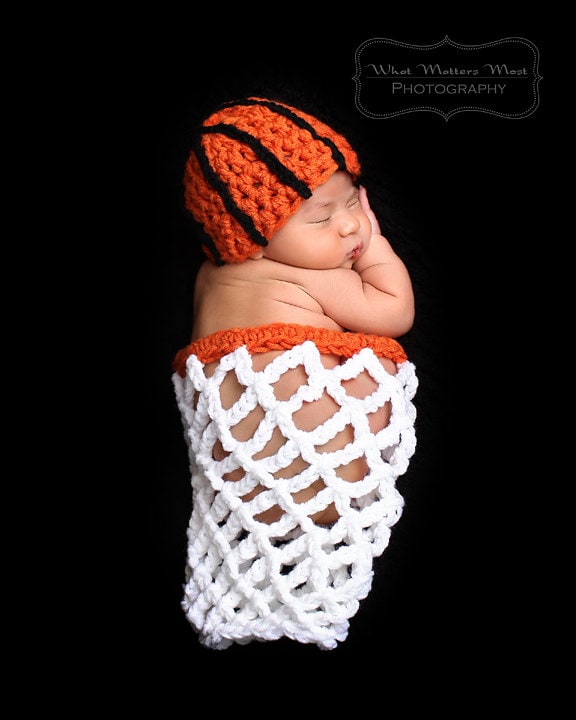 Basketball Beanie & Net Crocheted Newborn Photography Prop - Etsy